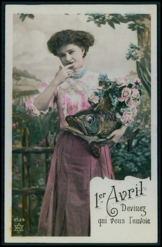 27 April Fools' Day Postcards of the 1910s Featuring Lucky Fish Pretty ...