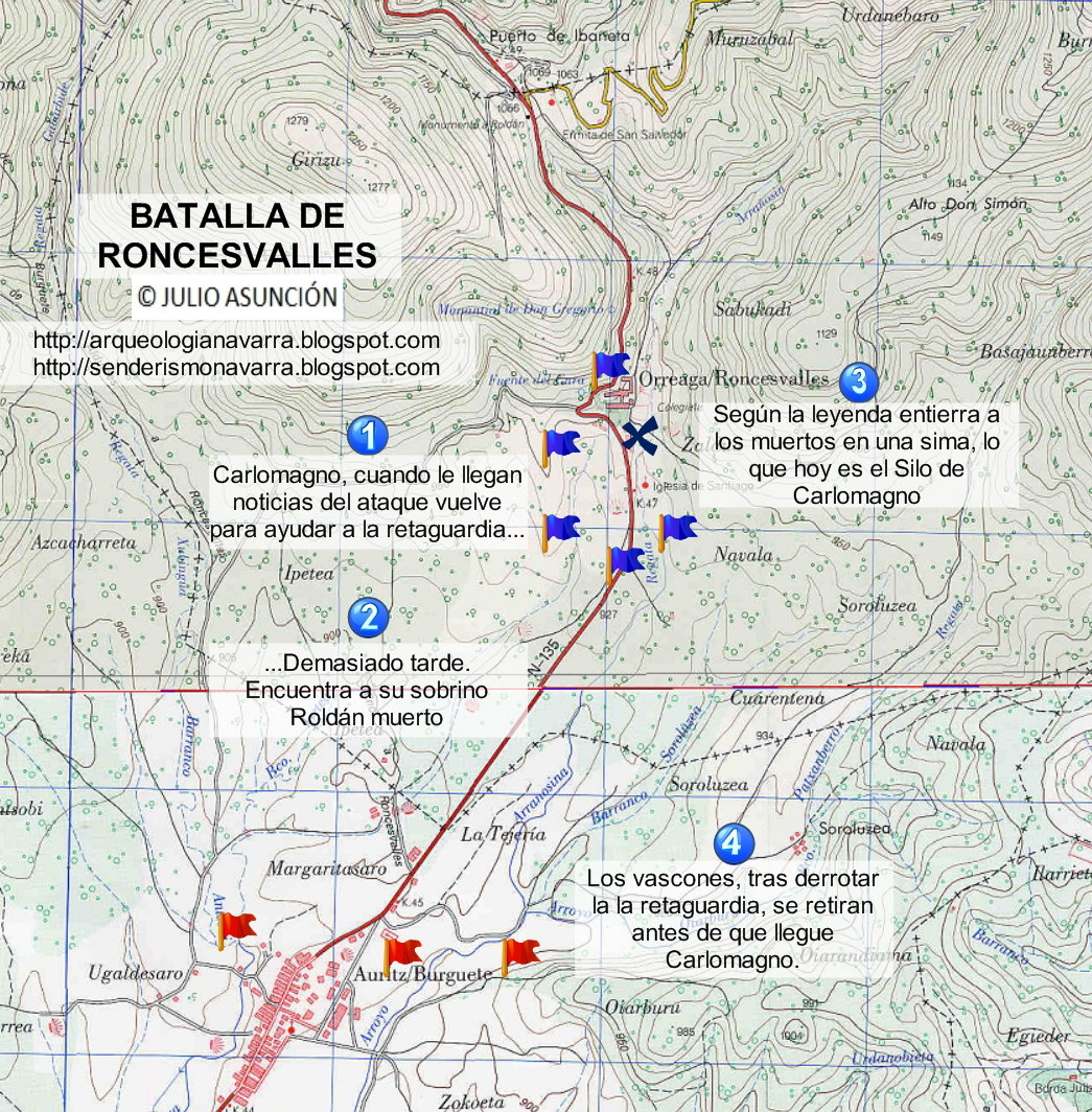 Arte, Historia y curiosidades: LA BATALLA DE RONCESVALLES - Mapas de la ...