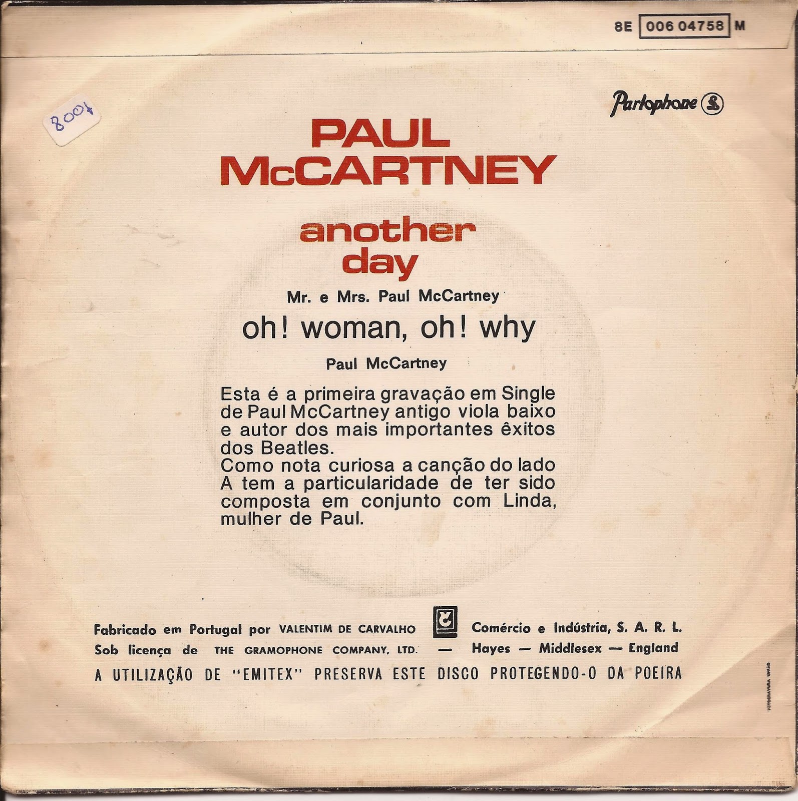 Beatles Forever!: Paul McCartney, Another Day/Oh! Woman, Oh! Why - 45 ...