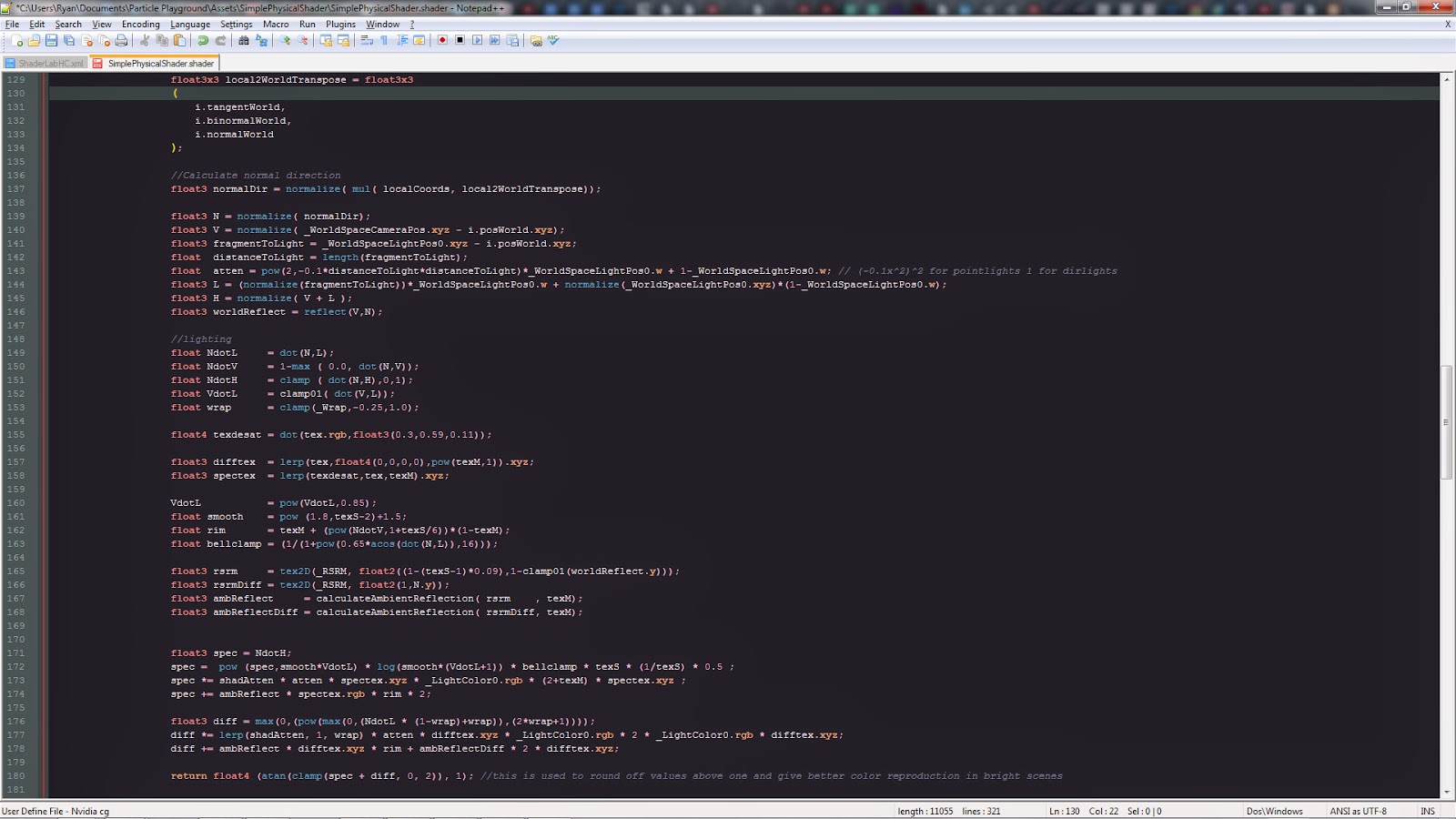 In Pursuit Of Optimal Shaderlab Cg Highlighting For Notepad