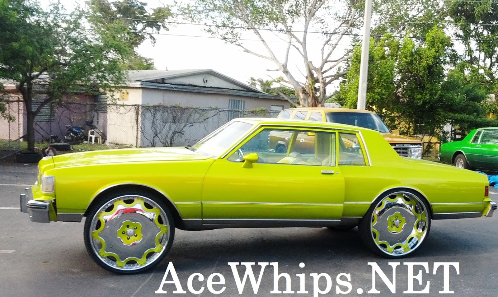 Ace-1: ON SALE: Candy Lime Gold 2DR Chevy Box on 28" Fiore Forgiatos