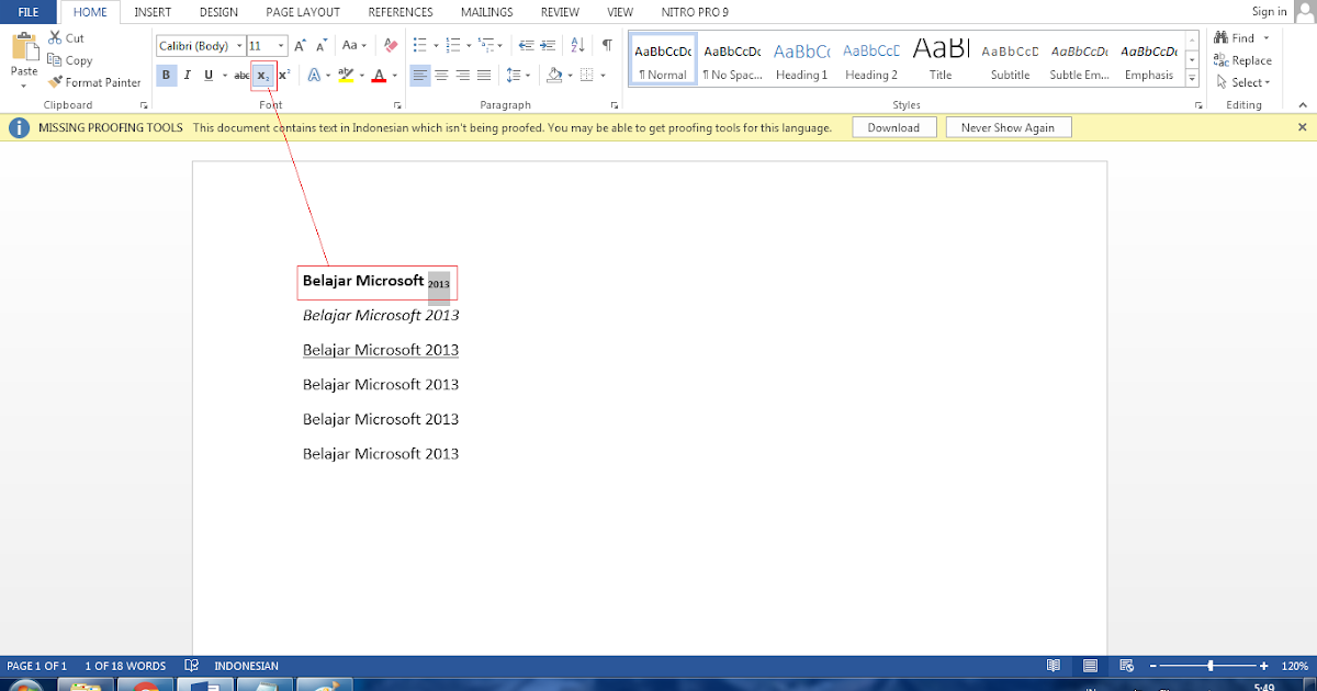STRIKETHROUGH, SUBSCRIPT DAN SUPERSCRIPT MICROSOFT WORD 2013 - Jagoan ...