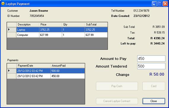 Lay-bye sales now supported