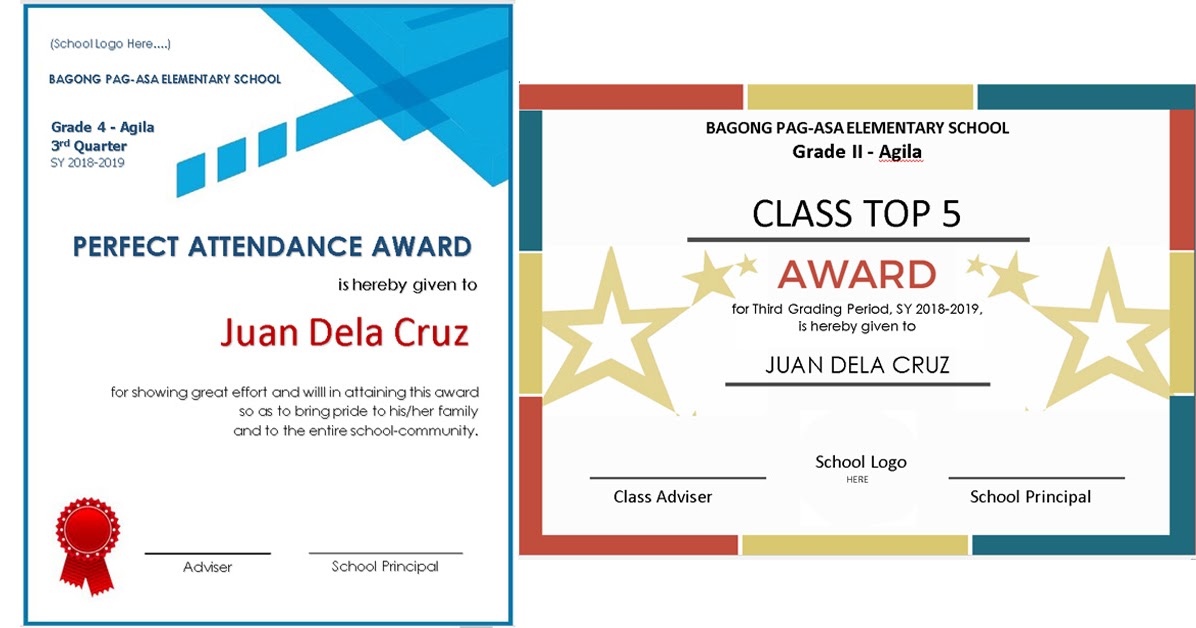 Free EDITABLE Award Templates (editable content) - DepedClick