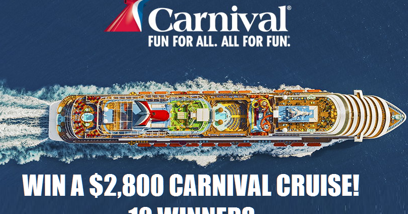 Carnival Cruise Giveaway - 10 Winners Win a $2,800 Carnival Cruise ...