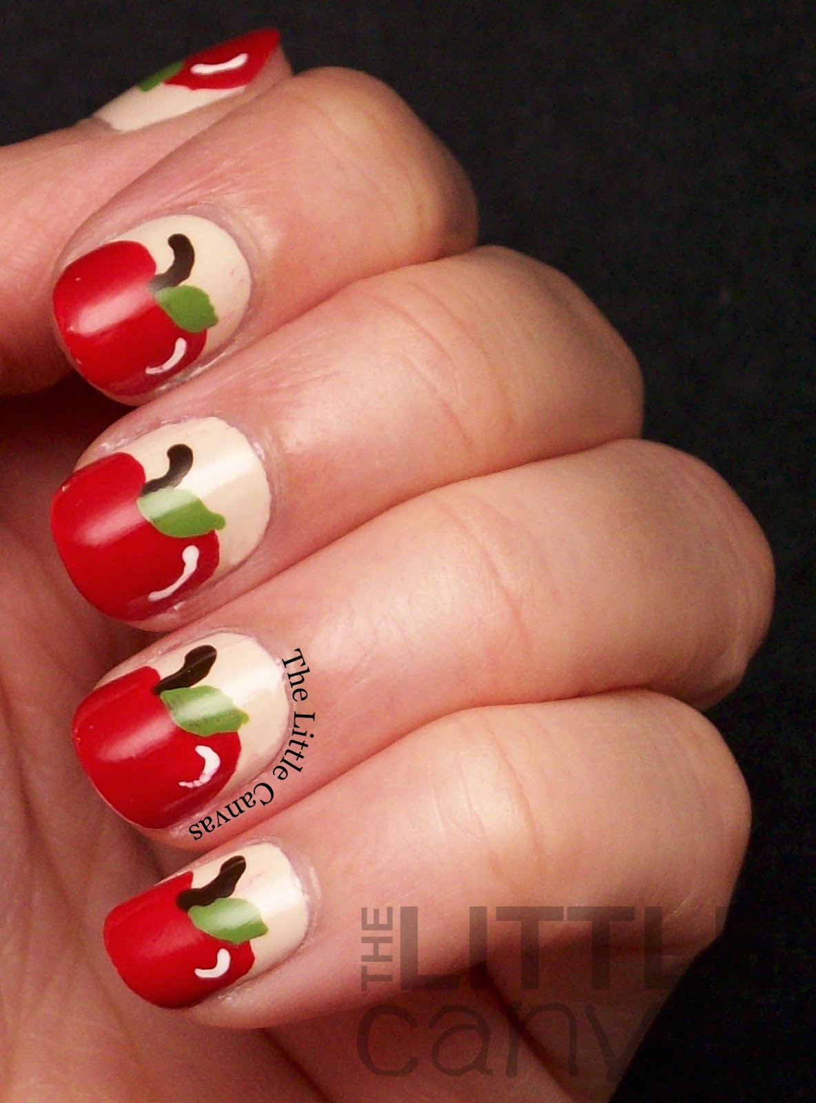 The Beauty Buffs: Fall Theme: Apple Nail Art - The Little Canvas