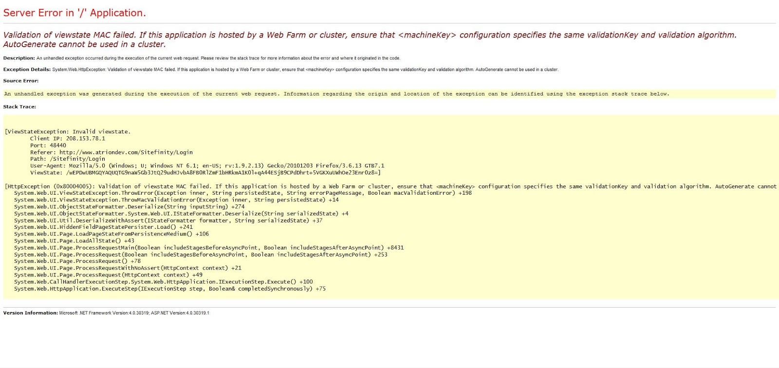 Validation of viewstate MAC failed Hatası - Asp.net Validation of viewstate MAC failed Hatası - Asp.net