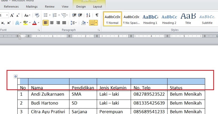 Menggabungkan (Merge) Dan Membagi (Split) Cell Tabel Di Ms Word ...