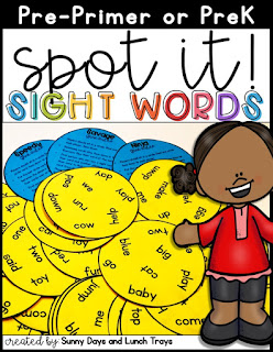 Sunny Days and Lunch Trays: Pre-Primer Sight Word Game