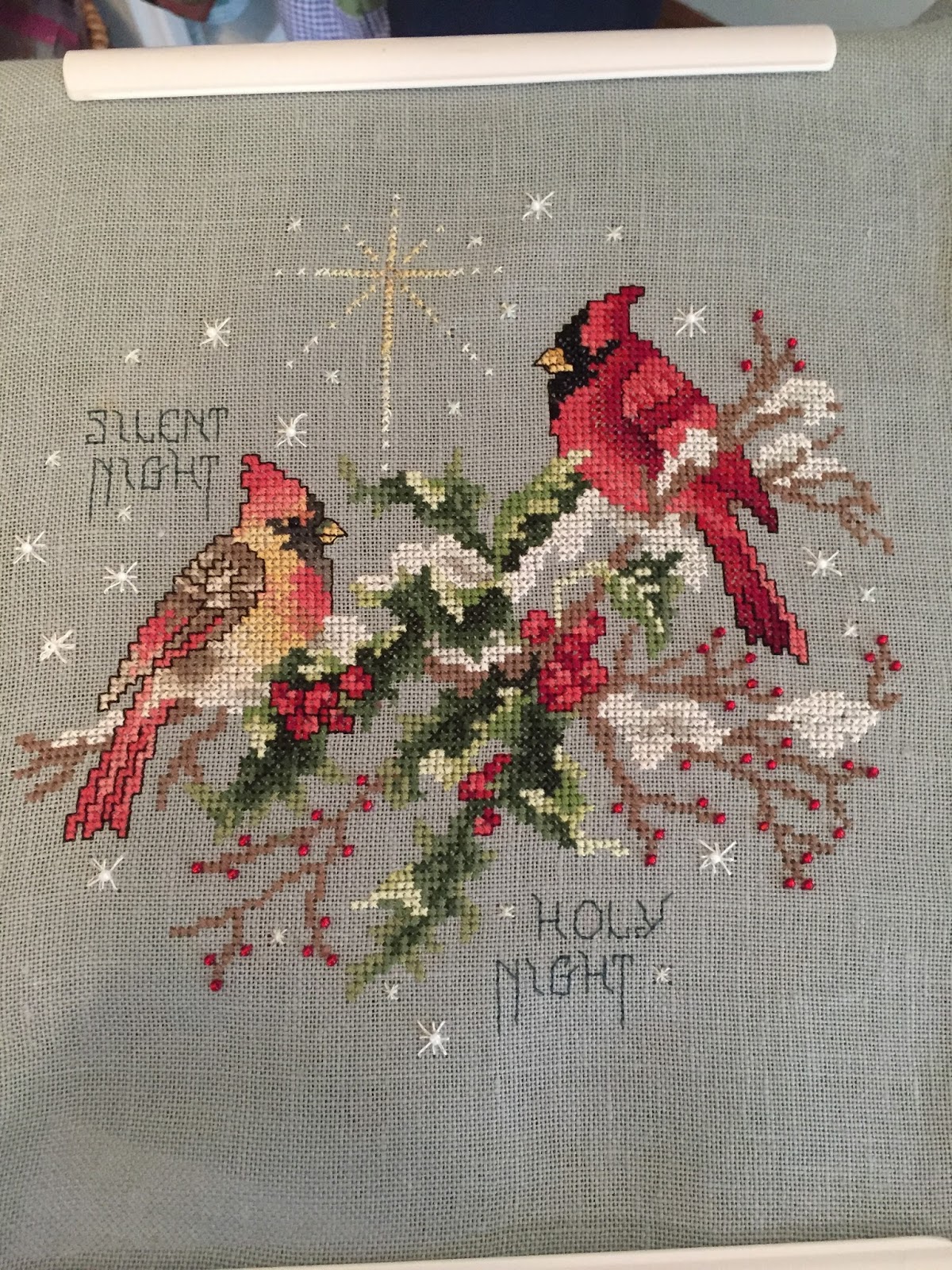 Home Ec Major: Cardinals Christmas Stitch Completed