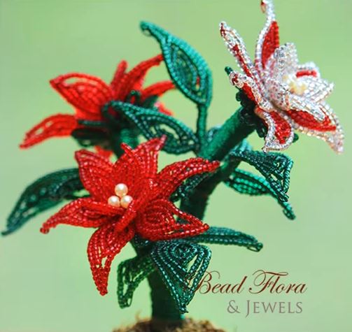 How to Make a Bead and Wire Poinsettia Plant - The Beading Gem's Journal