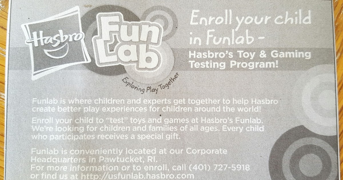 Camp Cornell : Hasbro Fun Lab - Toy testers wanted! Pawtucket Rhode ...