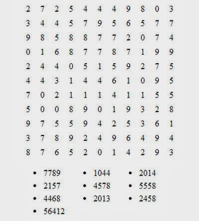 Pasatiempos para Imprimir: Sopa de Números nº 1