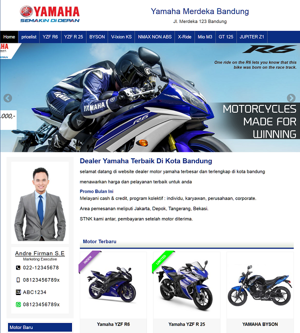 Jasa website dealer motor | sales motor otomotif murah