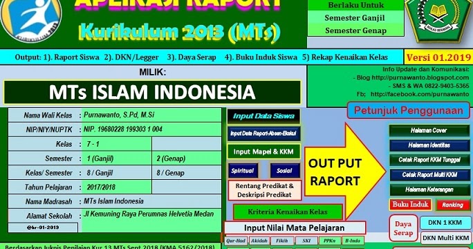 Aplikasi Raport MTs Tahun 2019 ~ Blog Pengawas Sekolah Purnawanto