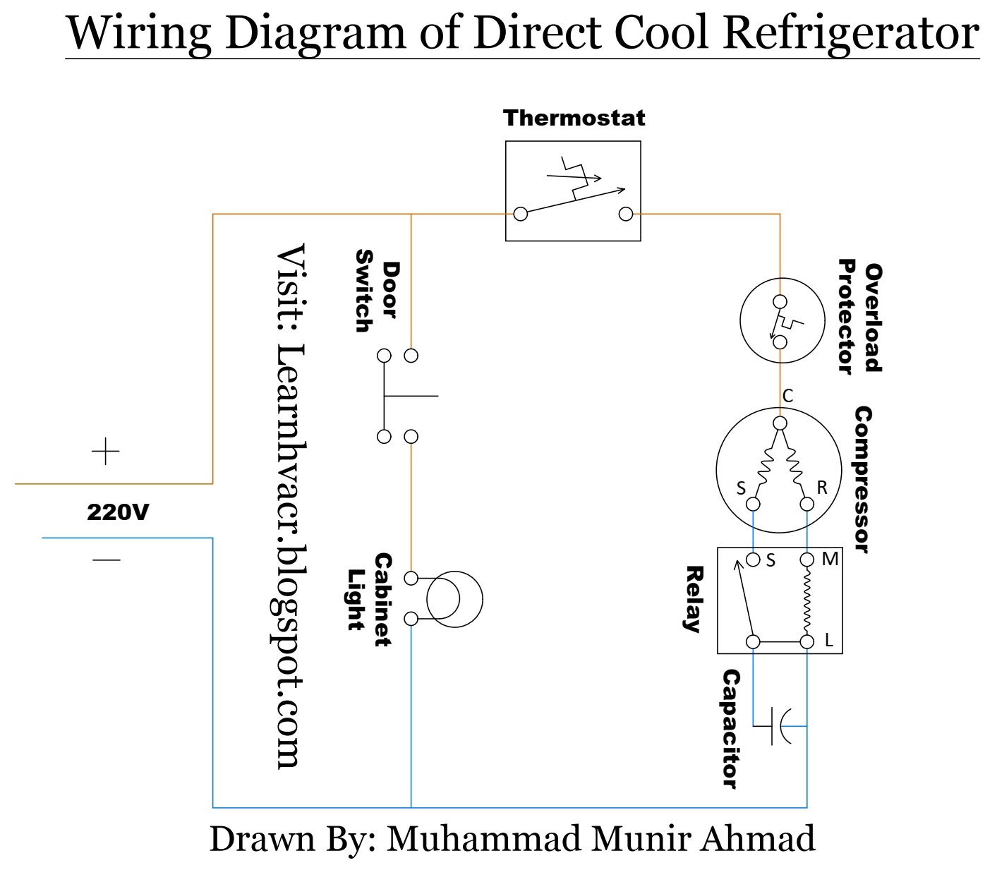 Electrical Wiring of Direct Cool Refrigerator