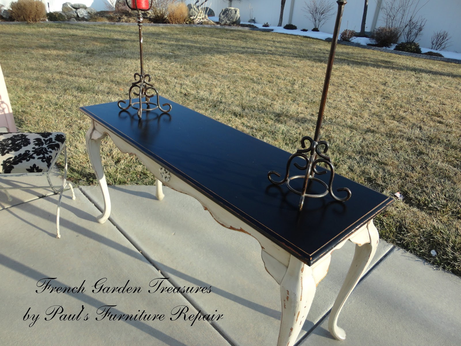French Garden Treasures: French Garden Treasures Two Tone Sofa Table $280