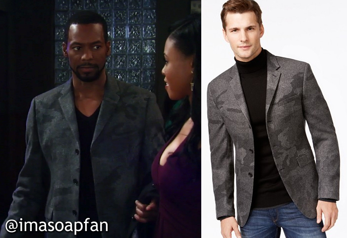 Andre Maddox's Grey Camouflage Herringbone Blazer - General Hospital ...