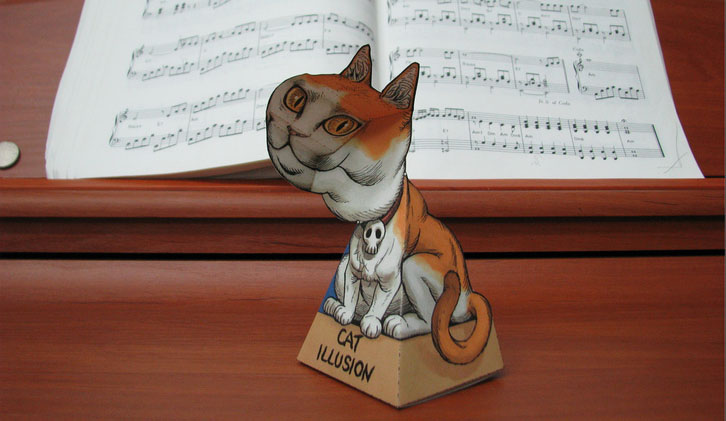 Optical Illusion Cat Papercraft | Paperized Crafts