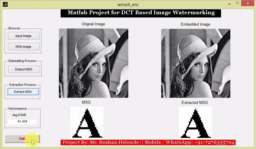 Matlab Project with Source Code DCT Based Image Watermarking ~ Matlab Project Codes