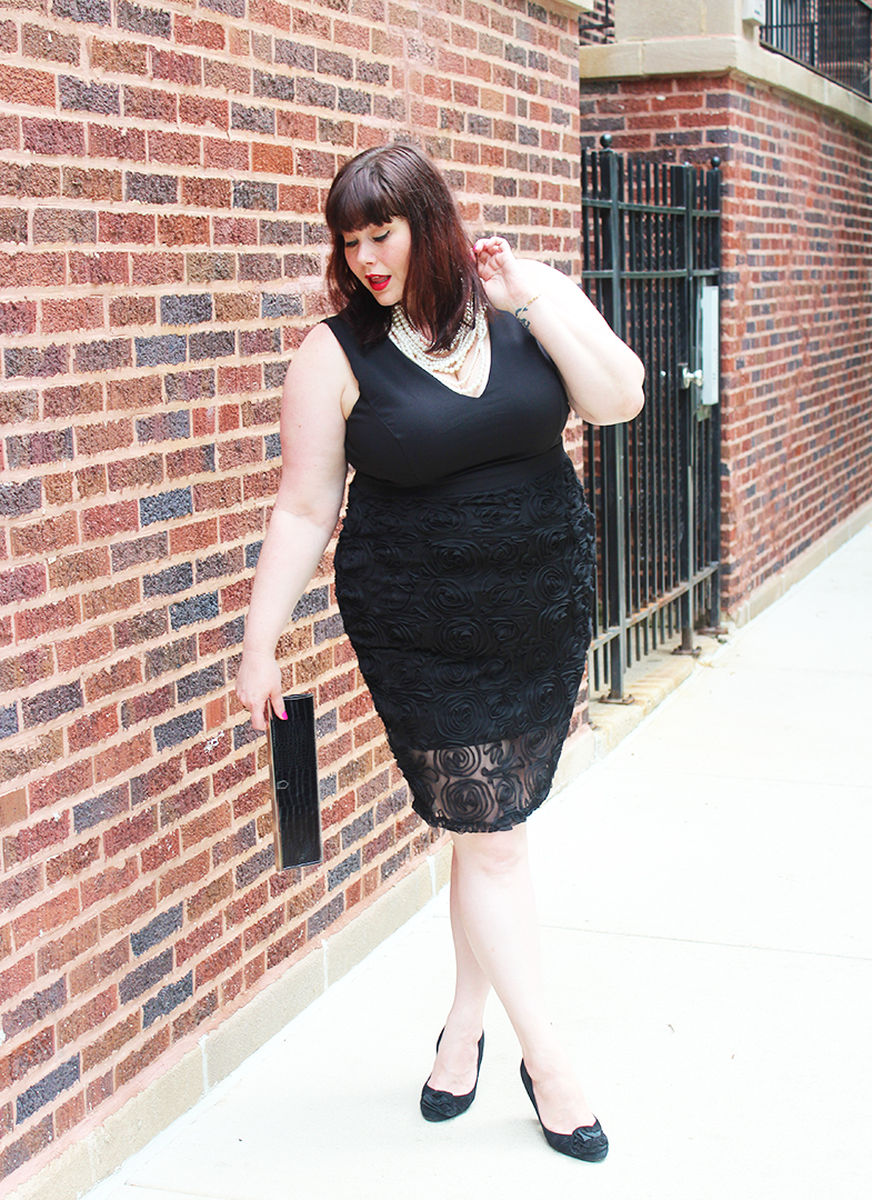Classic Formal Wear: Plus Size LBD with Pearls from Love Lianca