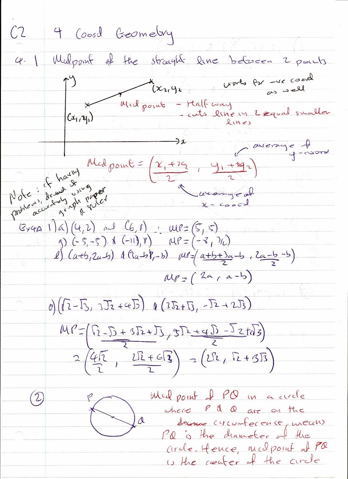 A Level Maths Notes: EDEXCEL C2.4 Coordinate Geometry