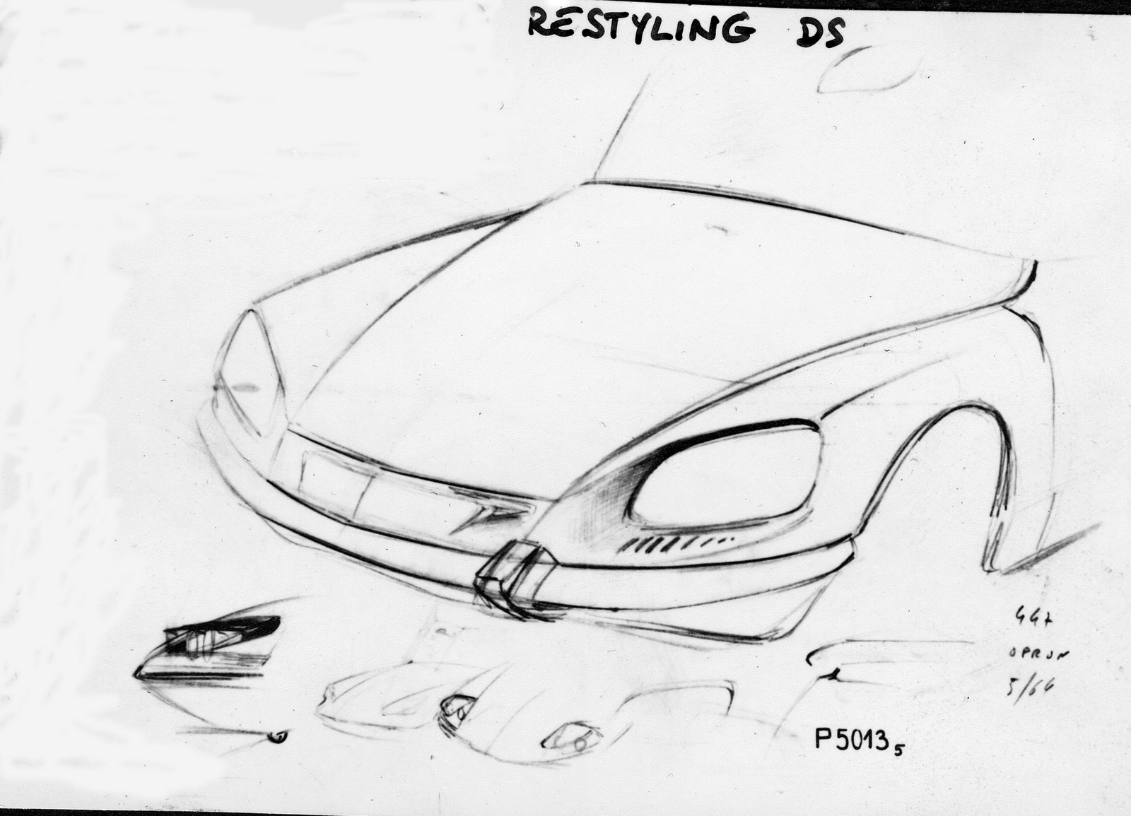 Restyling sketches of the Citroen DS, May 1964!