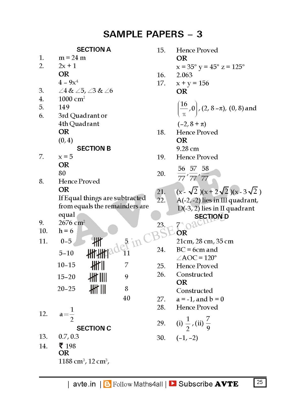 CLASS IX MATHEMATICS SAMPLE PAPERS 2018–2019