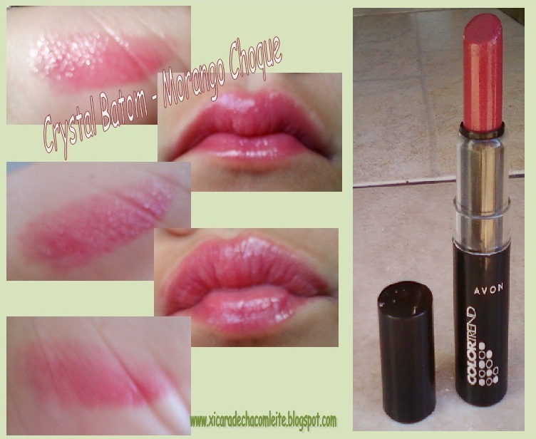 Xícara de chá com leite: Kit Avon - Batom Crystal Morango Choque