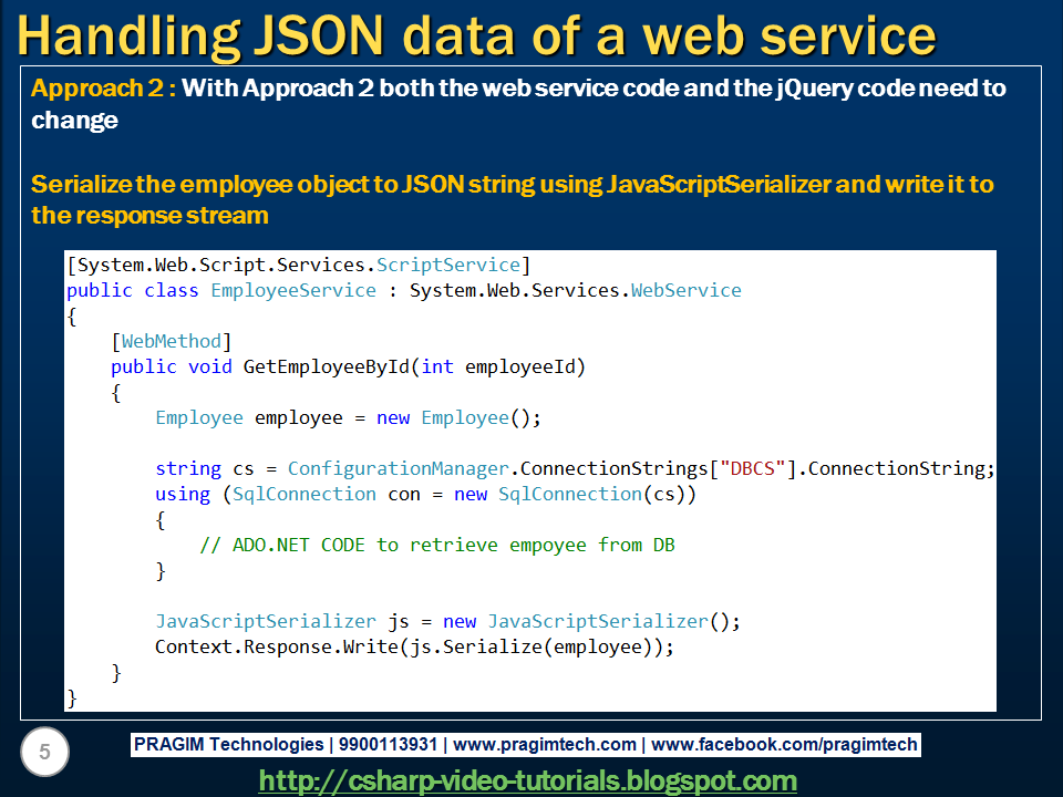 Sql Server Net And C Video Tutorial Handling Json Data Returned From Web Services