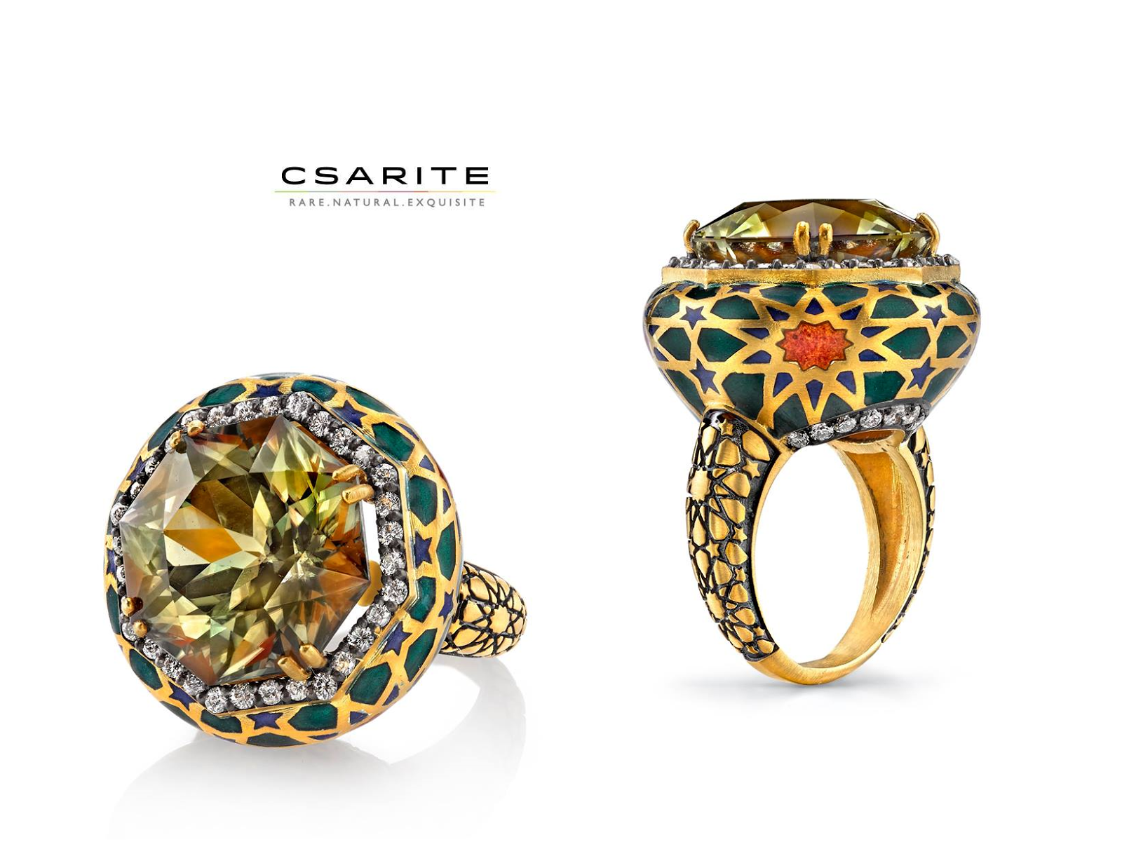 Csarite and enamel ring by Pinar Oner, featured in Harper’s Bazaar