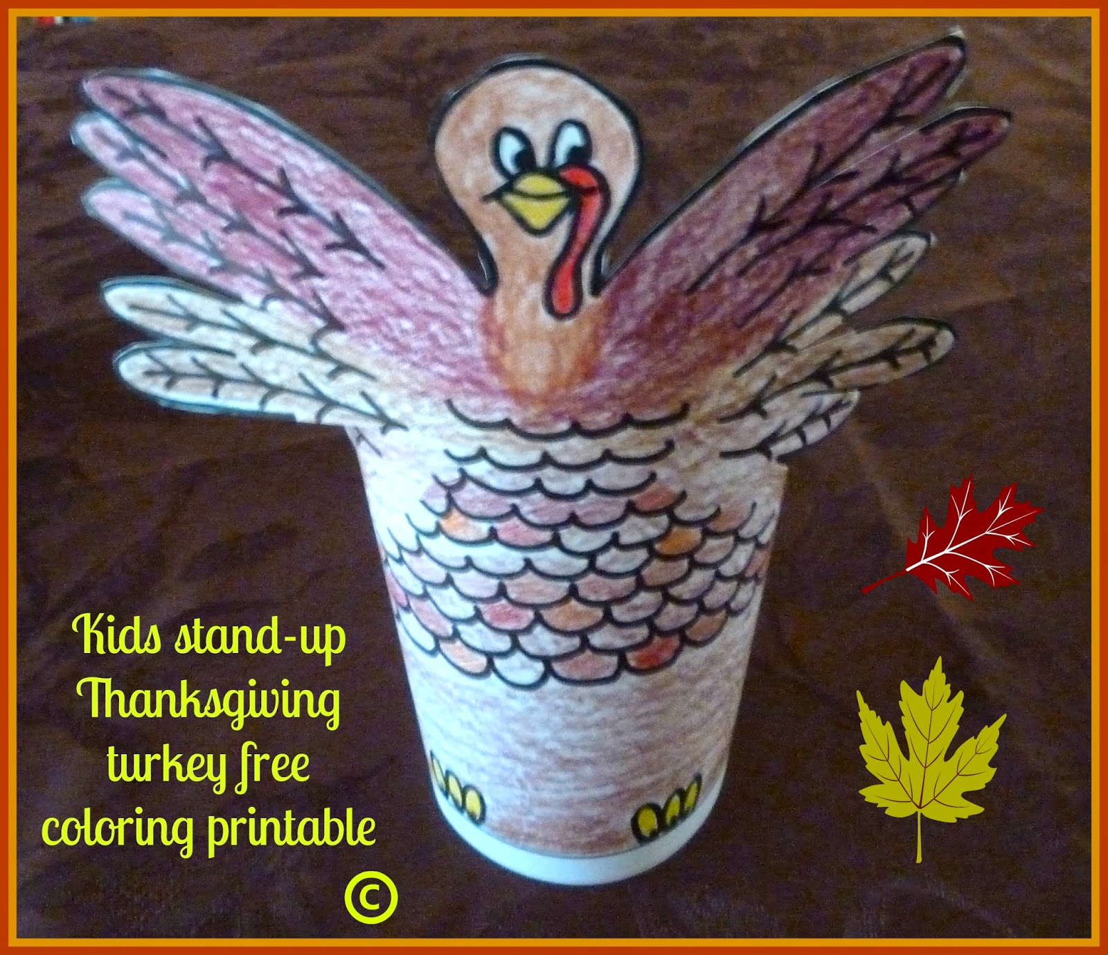 Make it easy crafts: Kid's coloring stand up Thanksgiving turkey