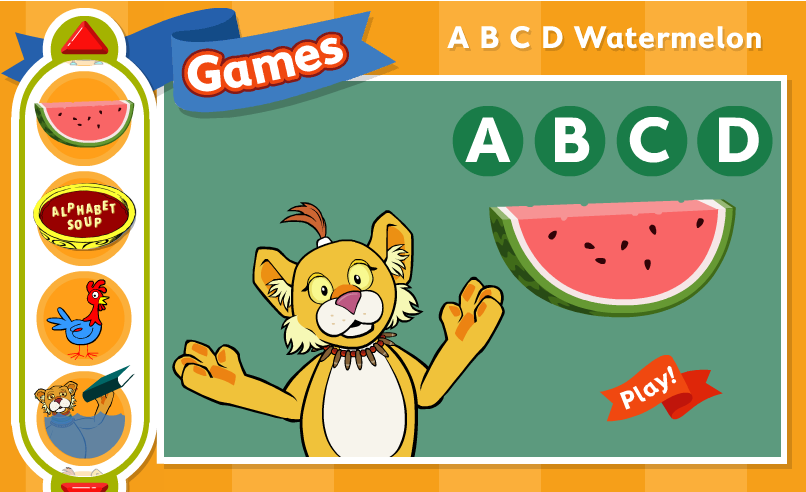 Learning Phonics: A B C D Watermelon Game. Between the Lions