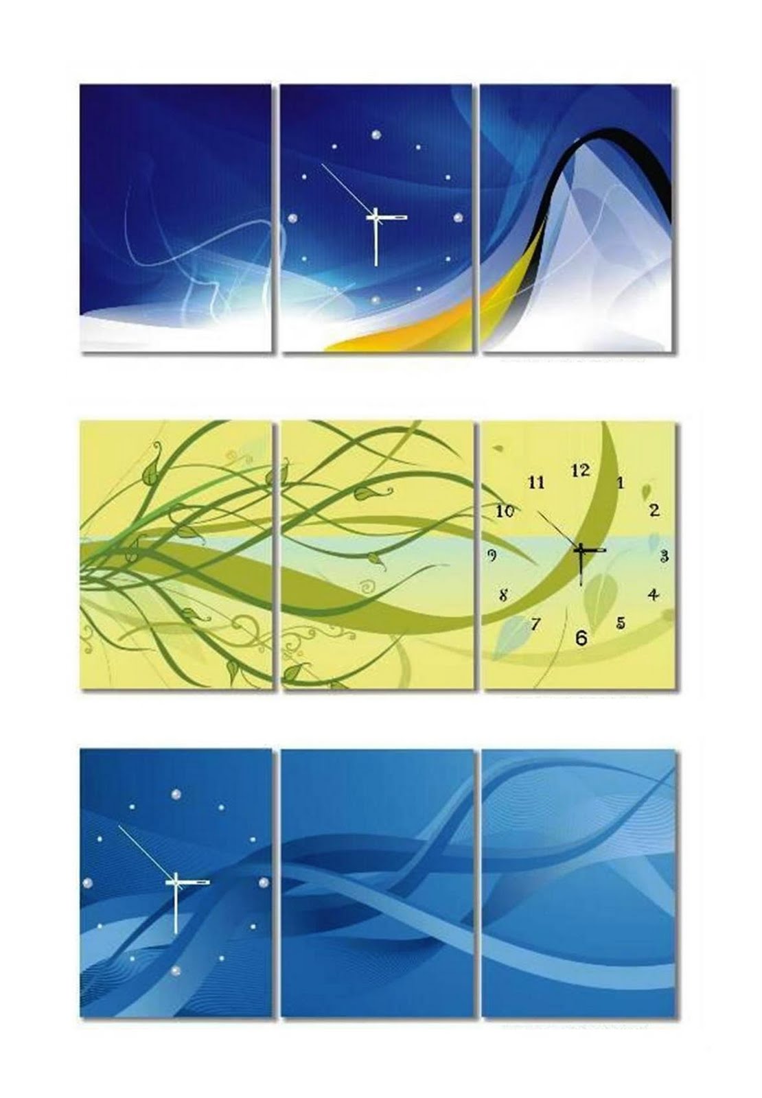 large wall clocks: 1-Panel, 2-Panel, 3-Panel Art Wall Clocks