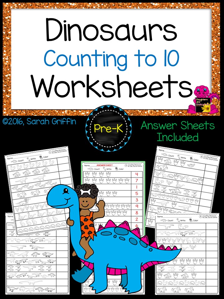 Dinosaur Counting Worksheets Kindergarten