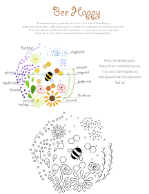 Follow the White Bunny: Bee Happy Free Embroidery Pattern