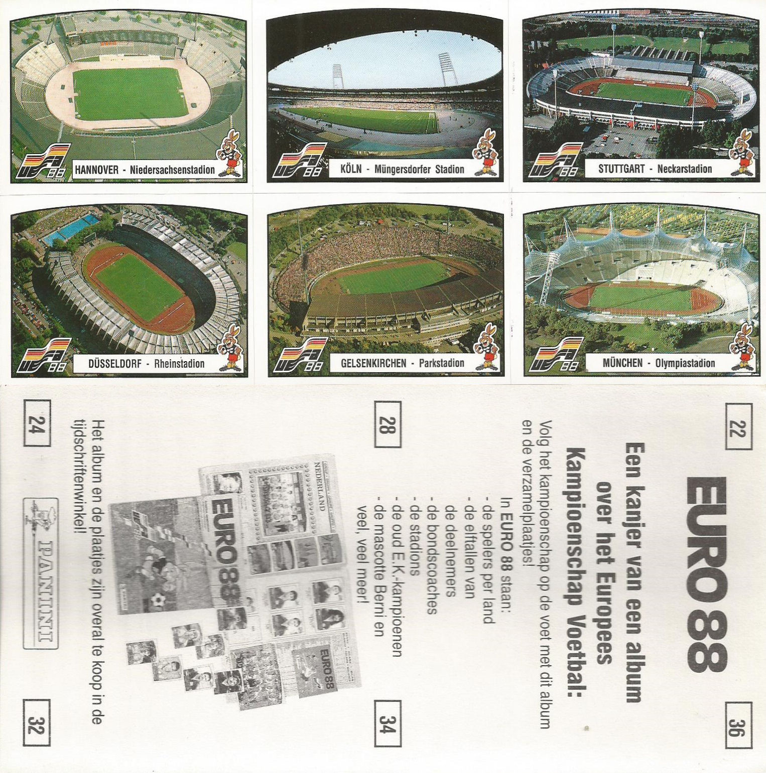 Football Cartophilic Info Exchange: Panini - Euro 88 (02) - 6-sticker ...