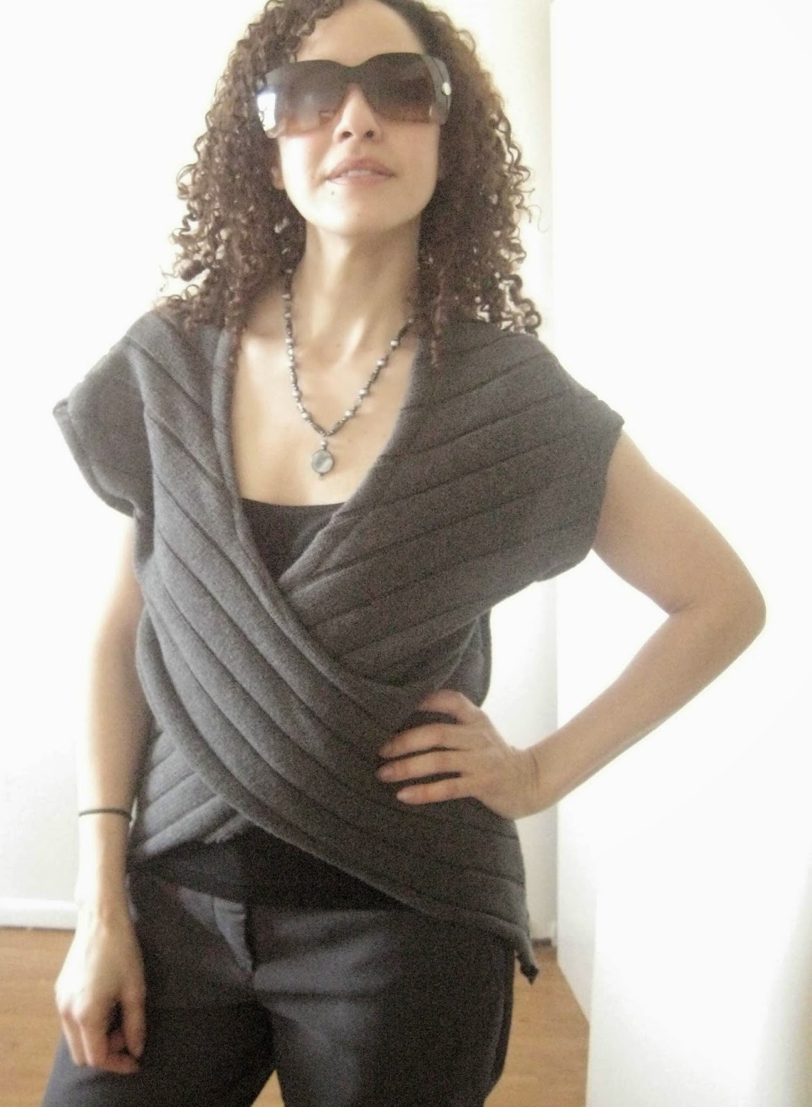 Nelesc Designs: Sew and Tell: Criss Cross Vest from a Sweater