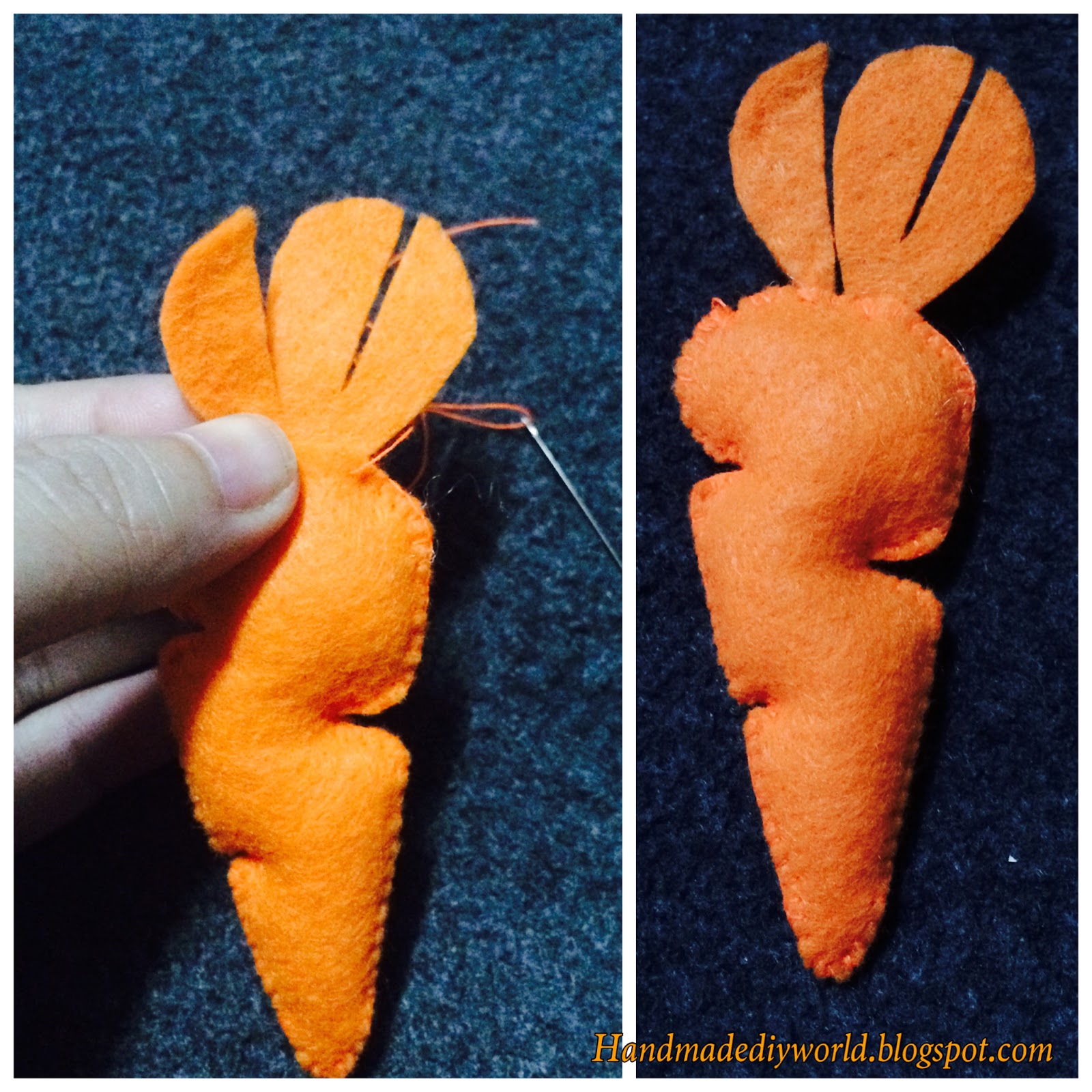 My handmade world: Cute handmade carrot felt keychain
