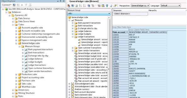 Microsoft Dynamics AX/365: Analyze Cube Data with Management Studio
