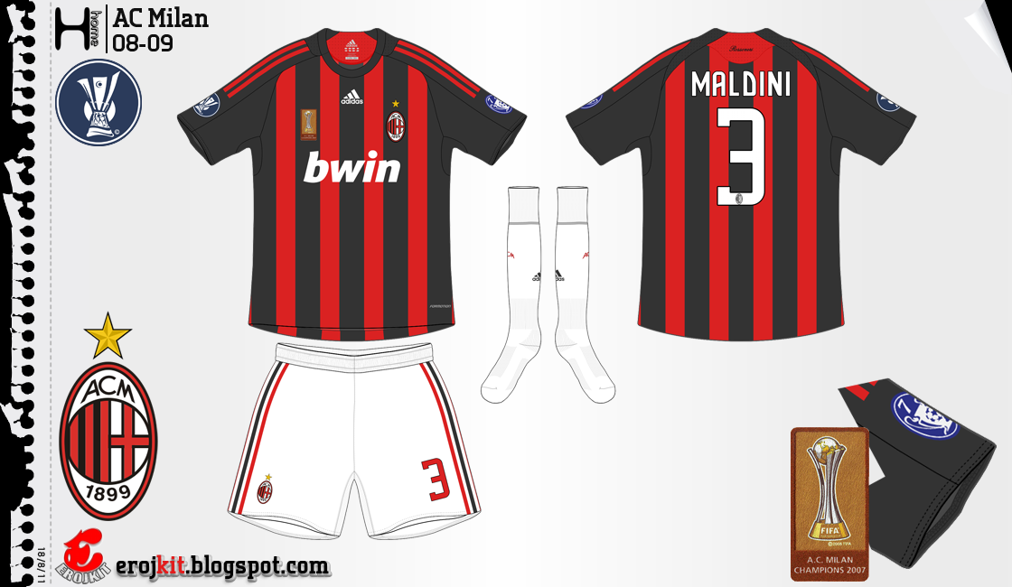 Kit Design, by eroj: 2008-09 Milan (Home e Away)