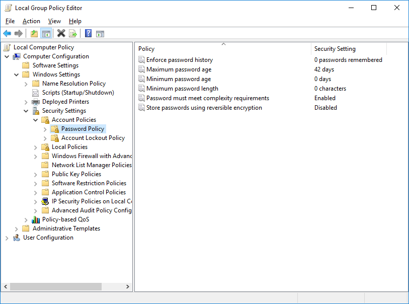 修改 Windows Server 2016 的密碼政策