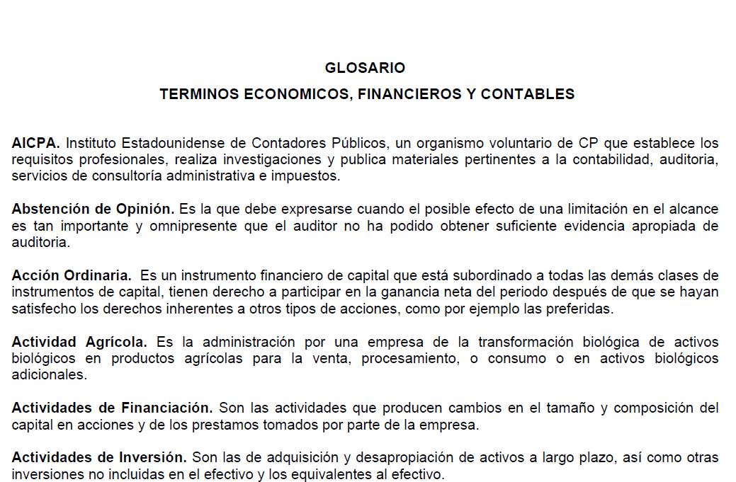Diccionarios y Glosarios de términos contables