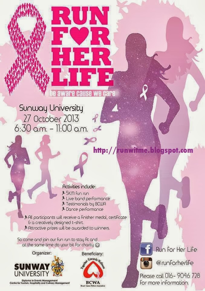 RUNNING WITH PASSION: Run For Her Life Charity Run 2013