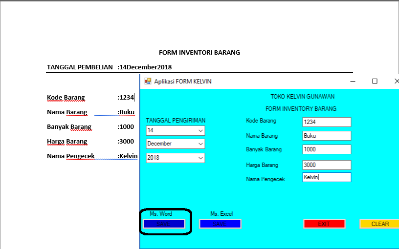 Aplikasi Form Inventory Barang