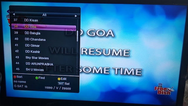 DD Goa (For Goa State) Channel moved to MPEG-4 Slot at Channel No.883 ...
