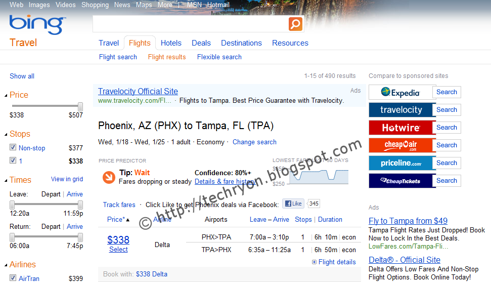 Techryon: Use Bing to book cheap tickets