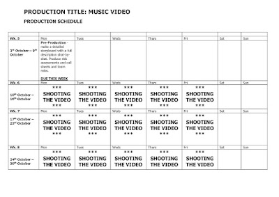A2 Media: Production Schedule: Music Video