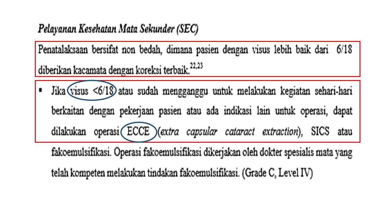 PERDAMI BEKASI: MENYOAL USULAN INDIKASI OPERASI VISUS > 6/18