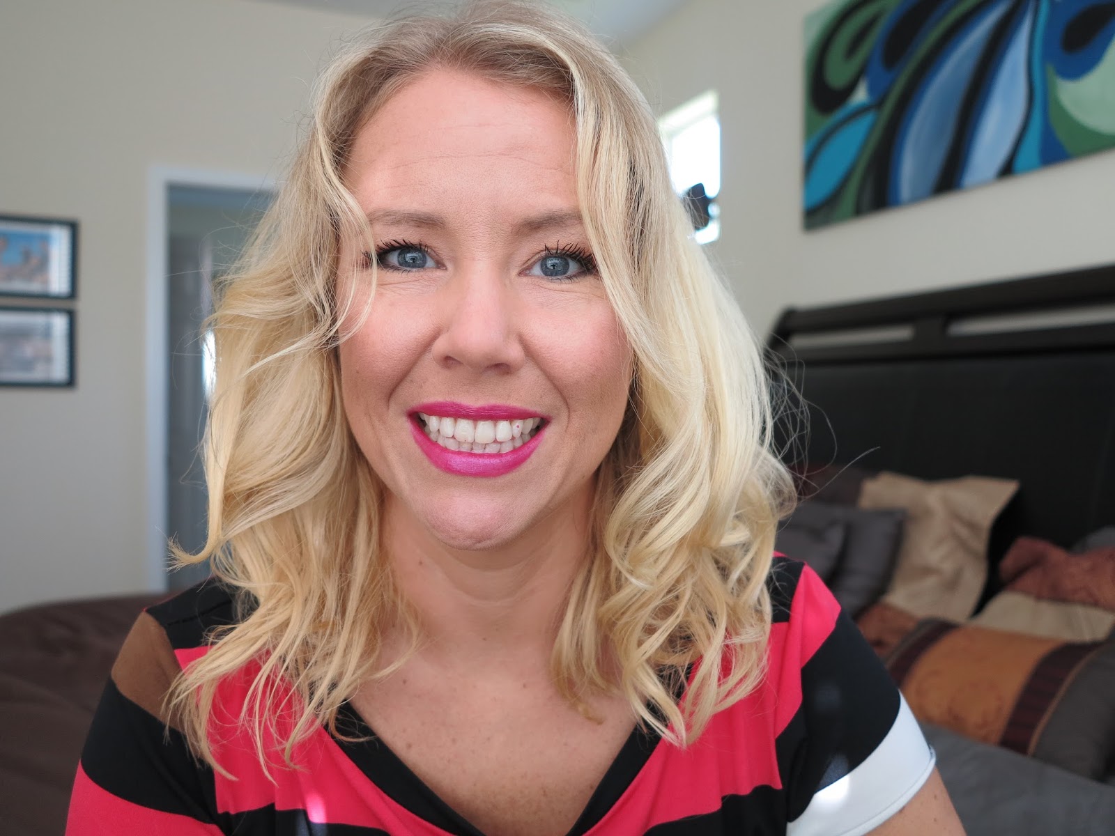 Milani Raspberry Rush lipstick Makeup look